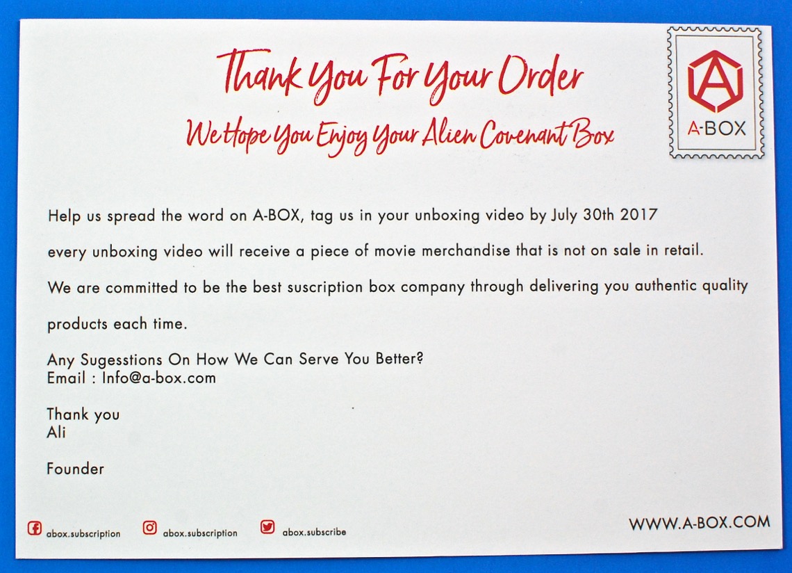 A-Box July 2017 Alien Covenant Box Review - 2 Little Rosebuds