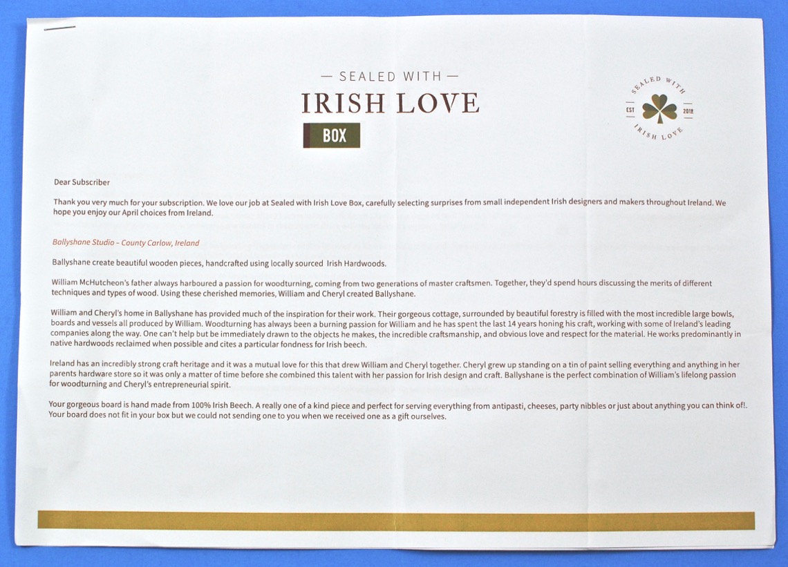 Sealed With Irish Love April 2018 Subscription Box Review - 2 Little ...