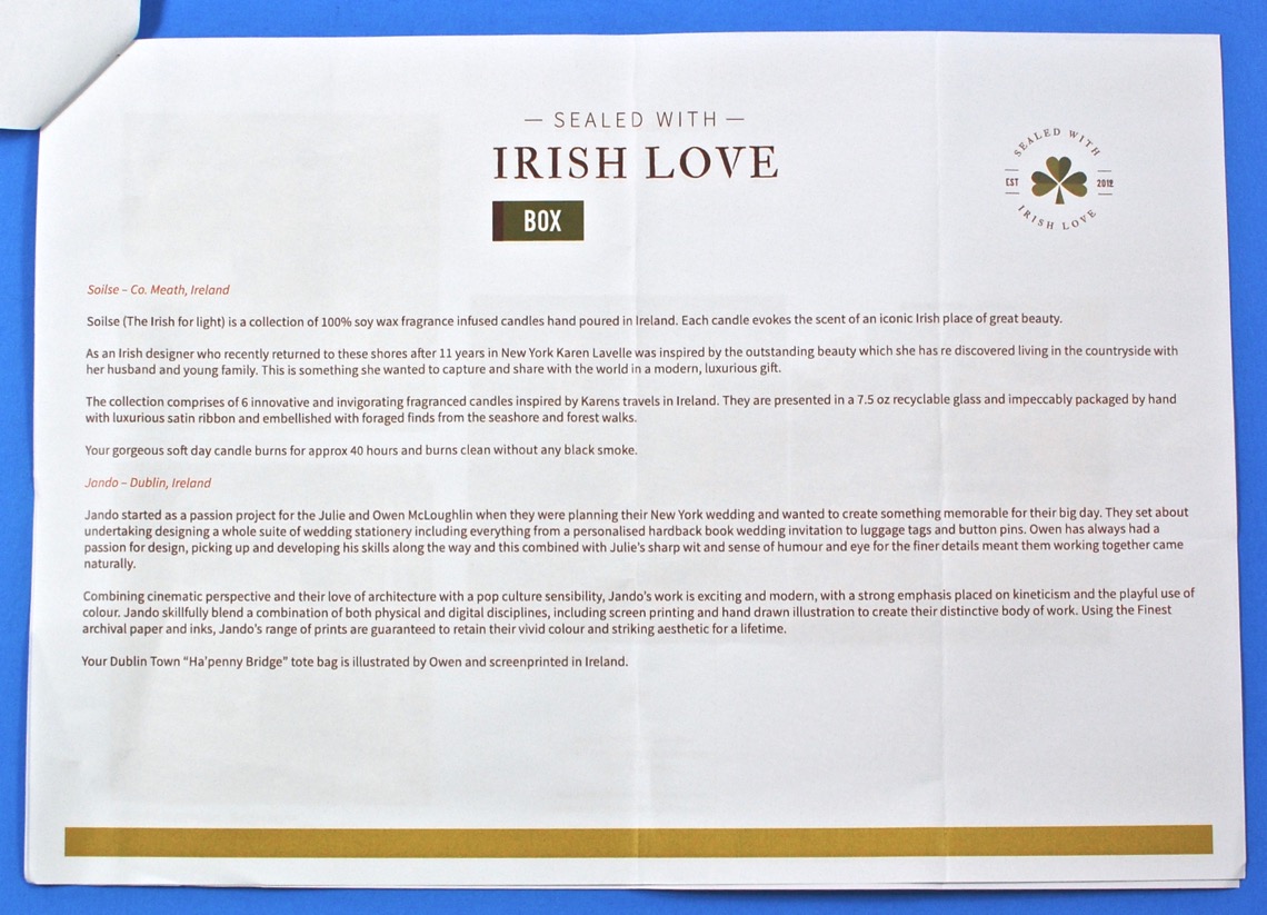 Sealed With Irish Love April 2018 Subscription Box Review - 2 Little ...