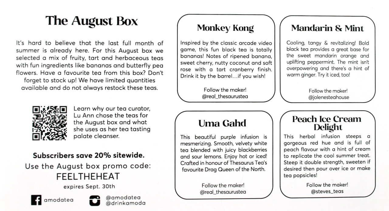 Amoda Tea August 2022 Tea Subscription Box Review - 2 Little Rosebuds